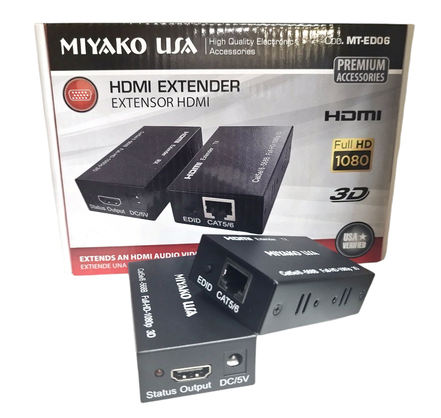 Repetidor Extender HDMI por Utp 60MTS. CAT.5 / 6 - con Fuentes MIYAKO ...